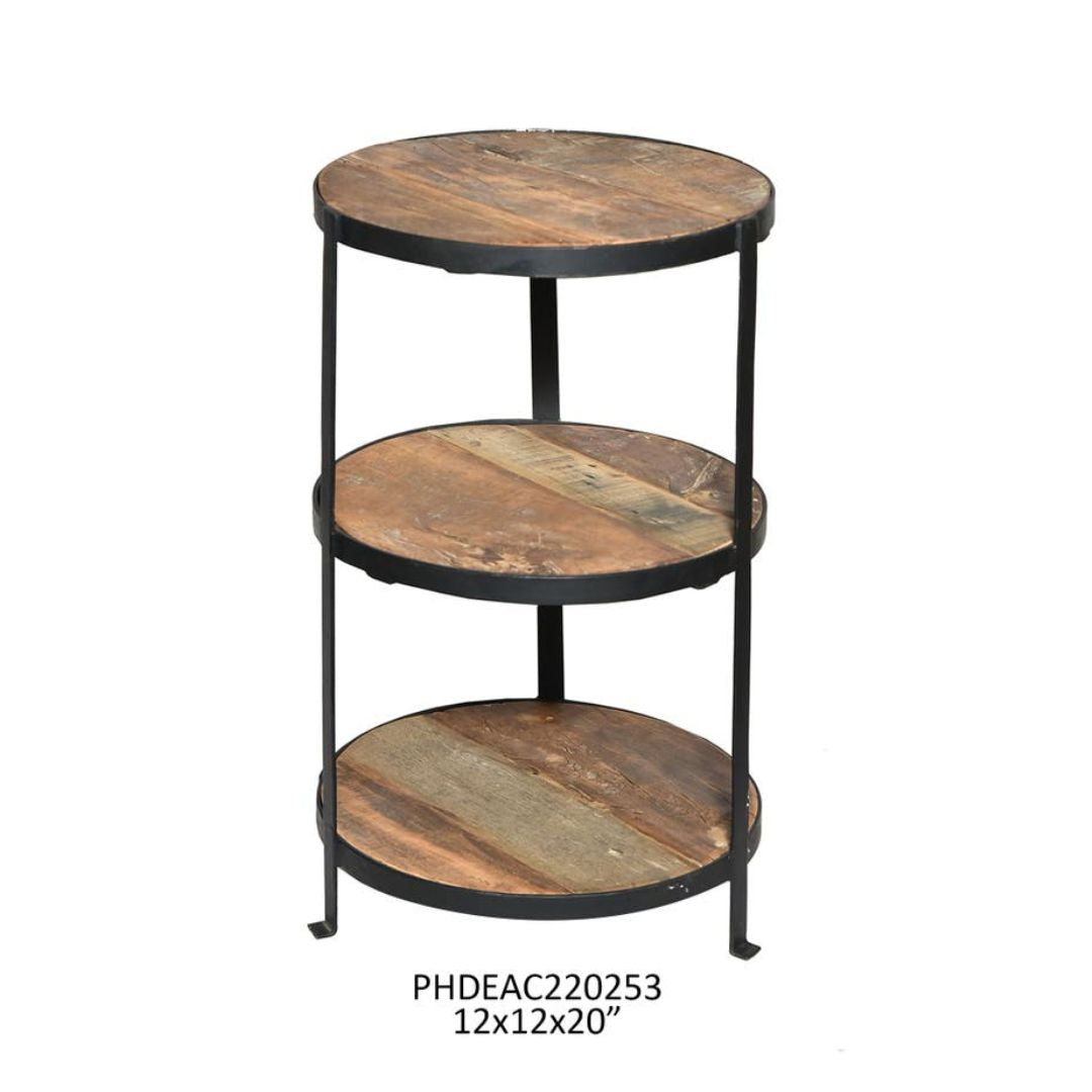 3 Tiered Iron & Rustic Wood Stand – Cozy Cottage