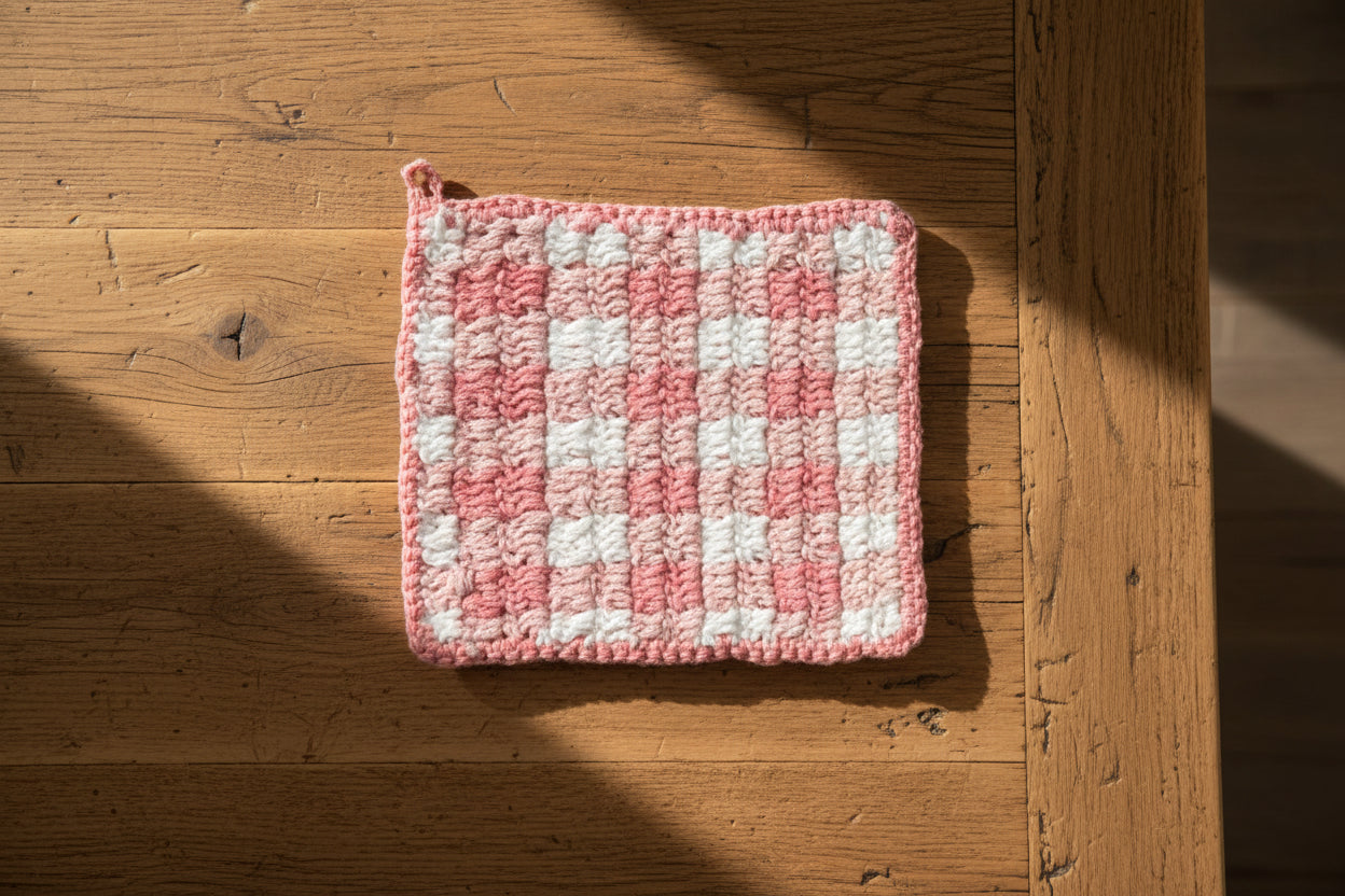 Pink Check Pot Holder – Cozy Cottage